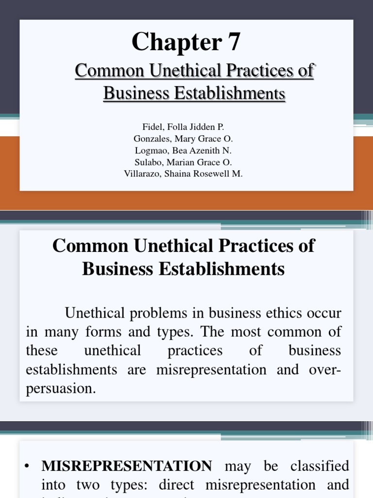 Chapter 7 Common Unethical Practices of Business Establishments | PDF ...