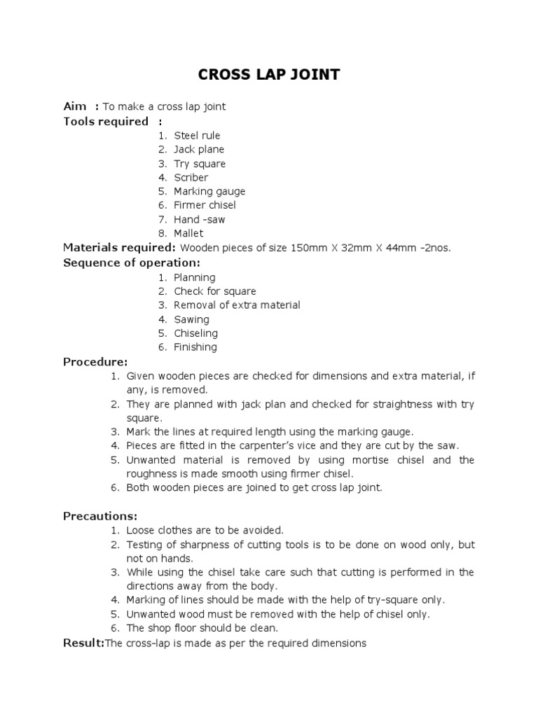 Cross Lap Joint | PDF