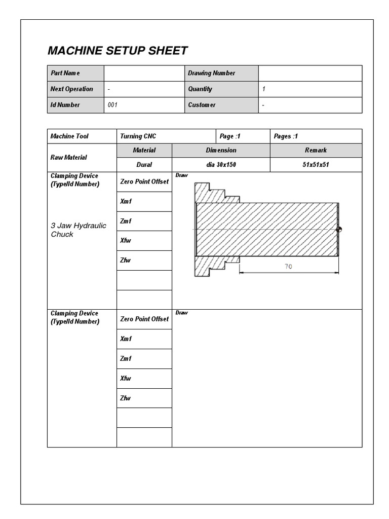 Machine Setup Sheet | PDF | Technology & Engineering