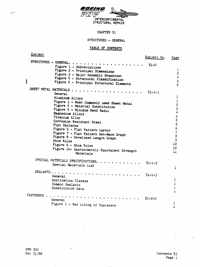 Boeing 707 Structural Repair Manual (Partial) (245 Pages) | PDF