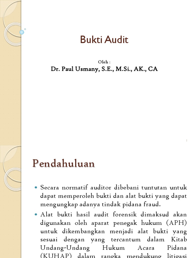 Bukti Audit | PDF | Pengelolaan Keuangan & Uang | Ilmu Sosial