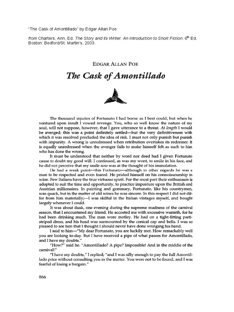 The Cask of Amontillado - Edgar Allan Poe PDF | PDF