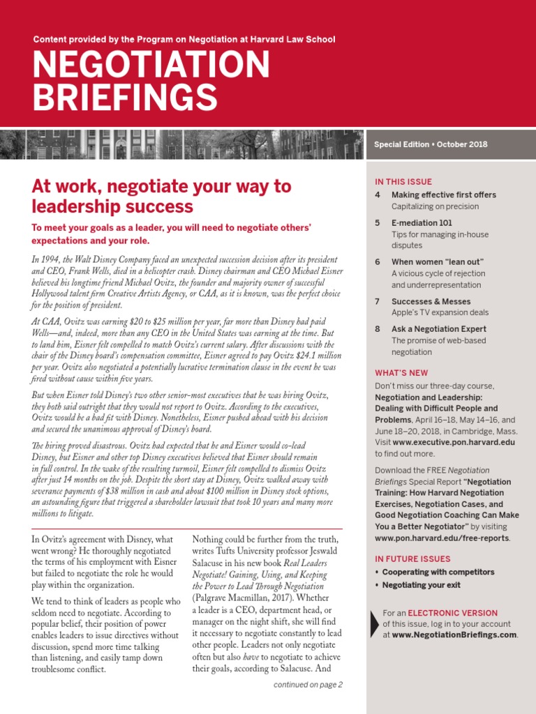 Negotiation Briefings | PDF