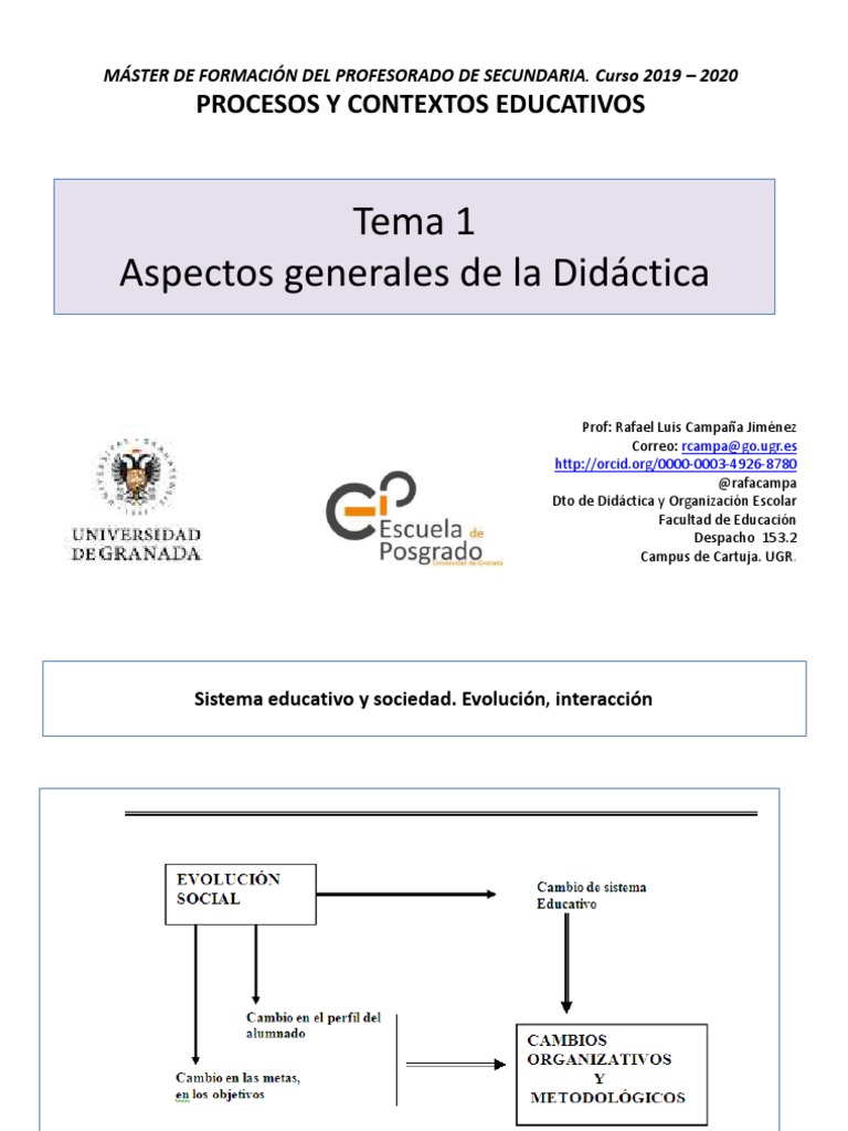Tema 1 Aspectos Generales de La Didáctica PDF | PDF