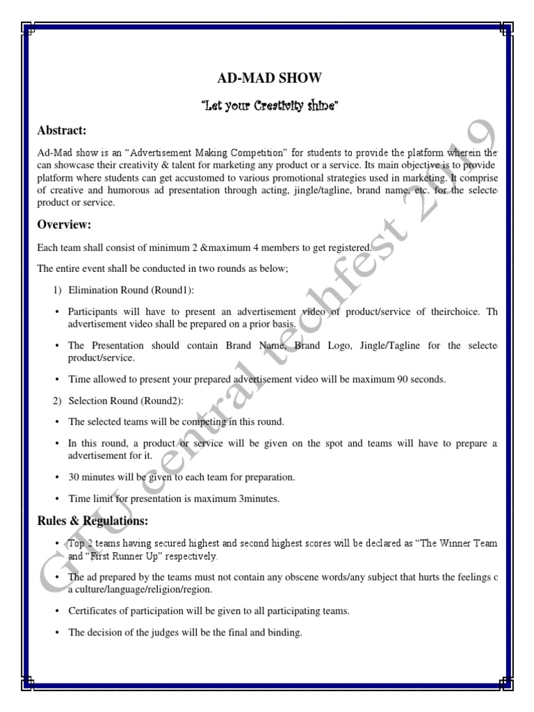 Ad-Mad Show: Creative Ad Competition | PDF