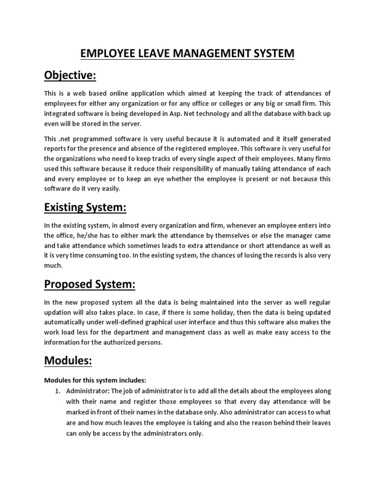 Employee Leave Management System Abstract | PDF | Web Application ...