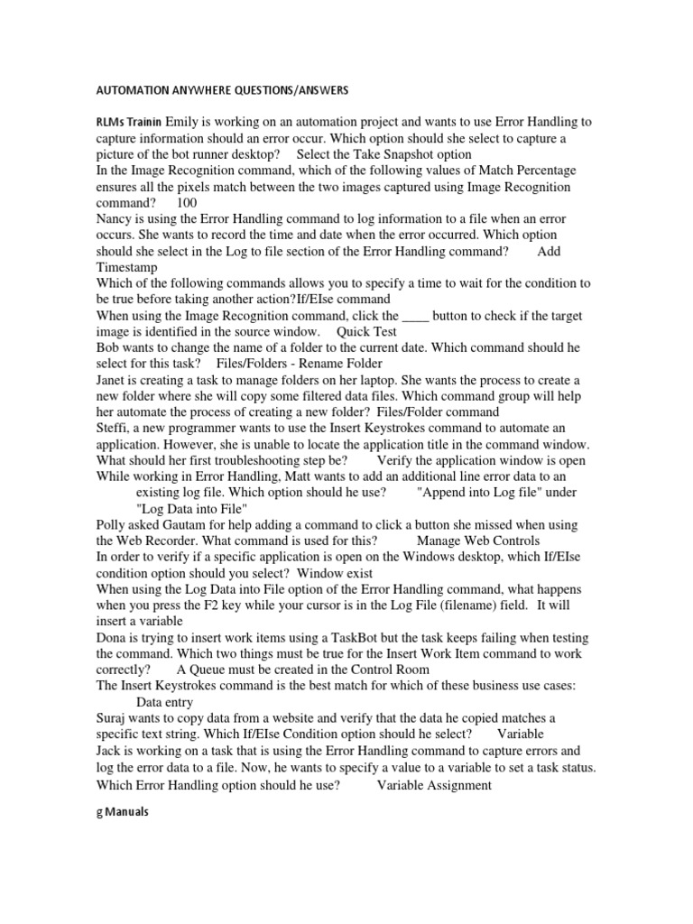 Automation Anywhere Questions - Answers | PDF | Computer File | Automation