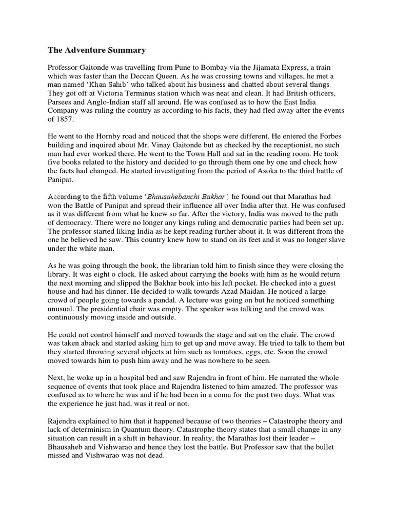 The Adventure Summary | Download Free PDF | Determinism | Time