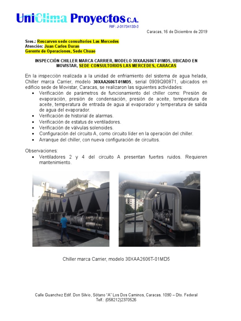 INFORME CHILLER Movistar | PDF | Tecnología