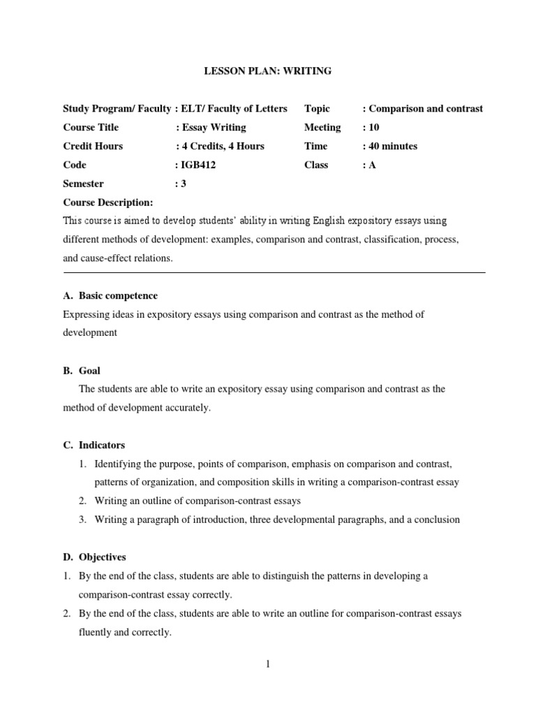 LESSON PLAN Writing | PDF