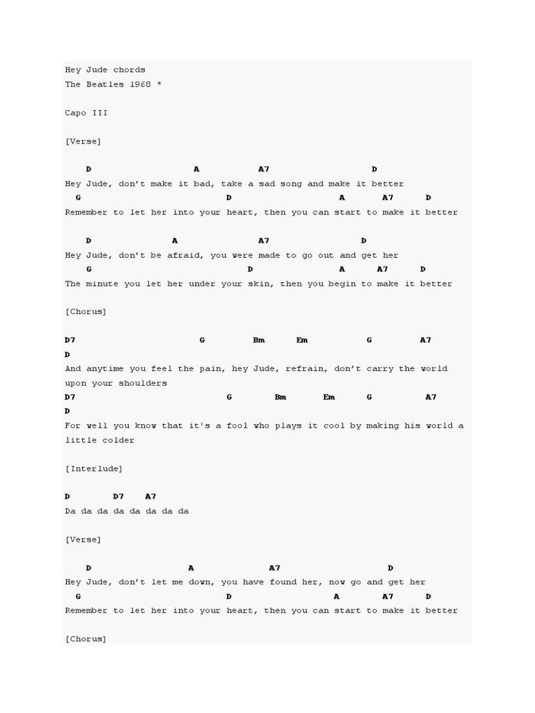 Hey Jude Guitar Chord