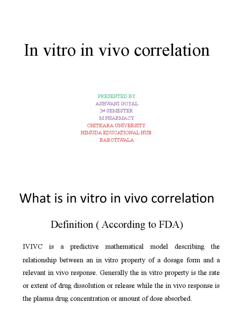 In Vitro in Vivo Correlation | PDF | Life Sciences | Bioavailability