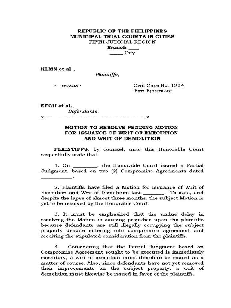 Motion To Resolve | PDF