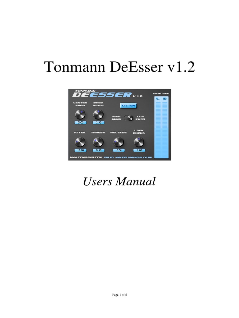Tonmann DeEsser v1.2 | PDF