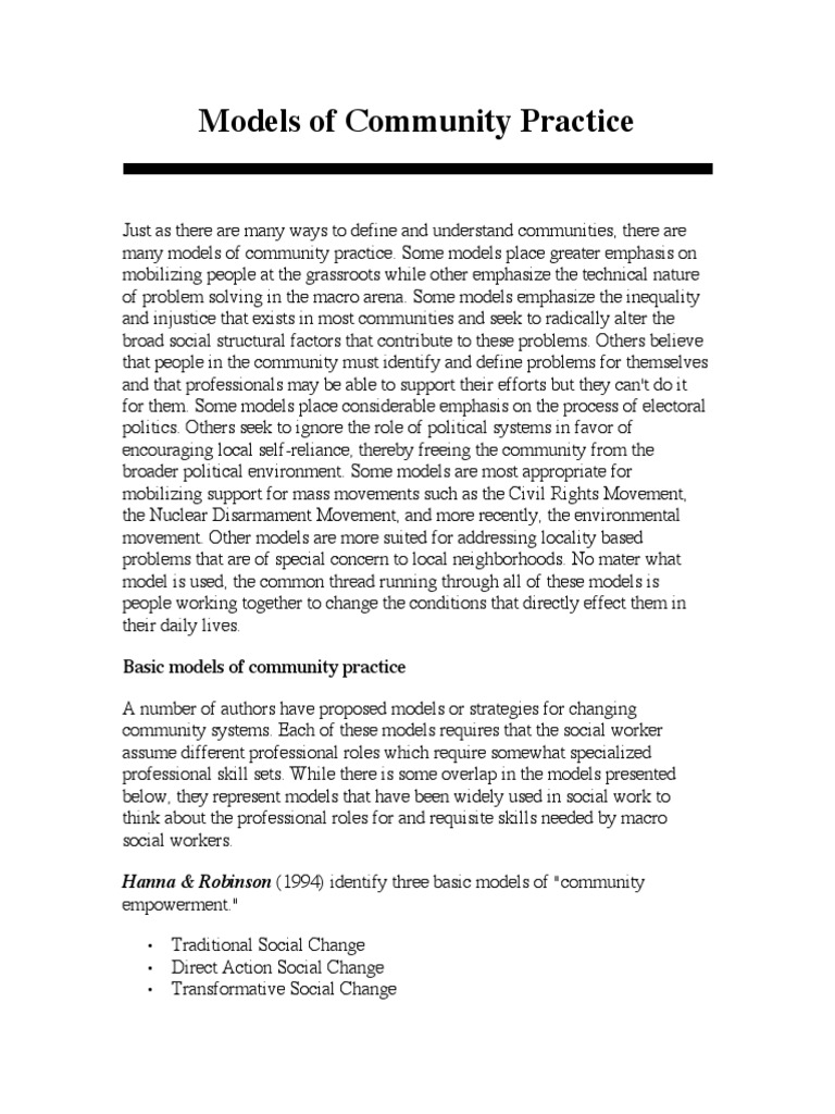 Community Practice Models Overview | PDF
