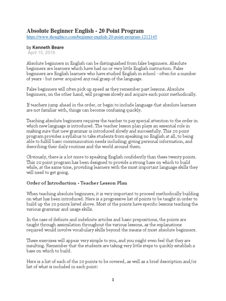 Absolute Beginner English PDF | PDF