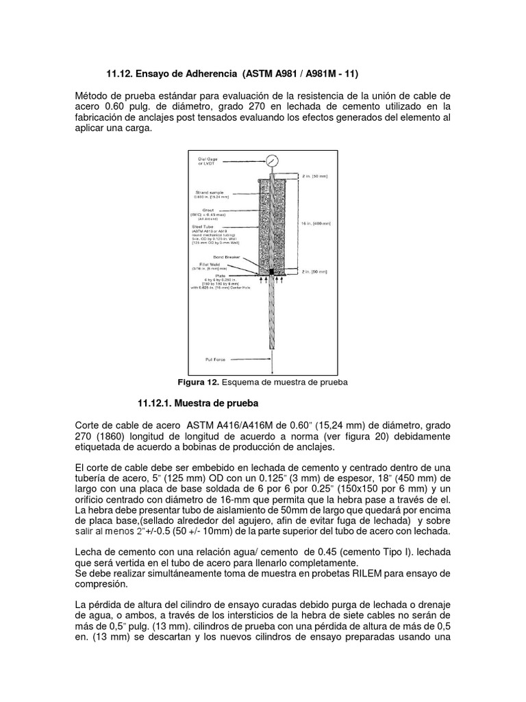 Ensayo de Adherencia ASTM A981 | PDF | Cemento | Acero