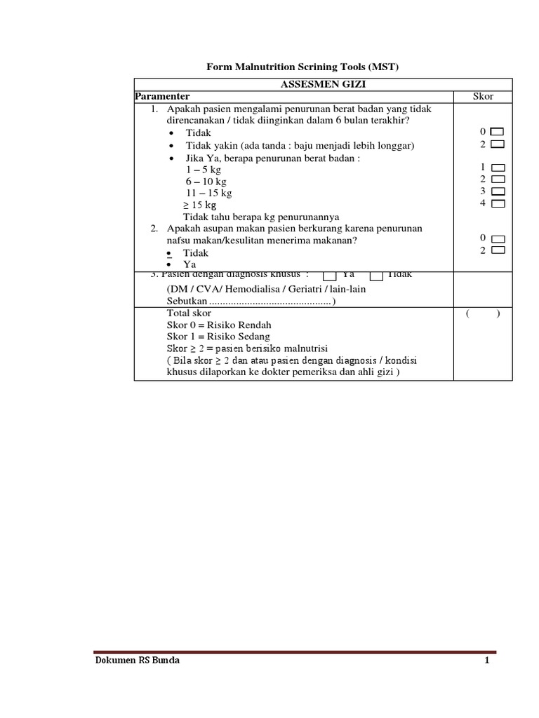 Form Skrining MST | PDF