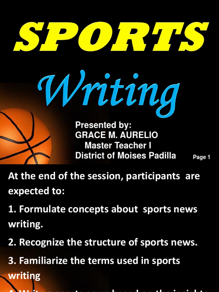 SPORTS WRITING LECTURE Final | PDF