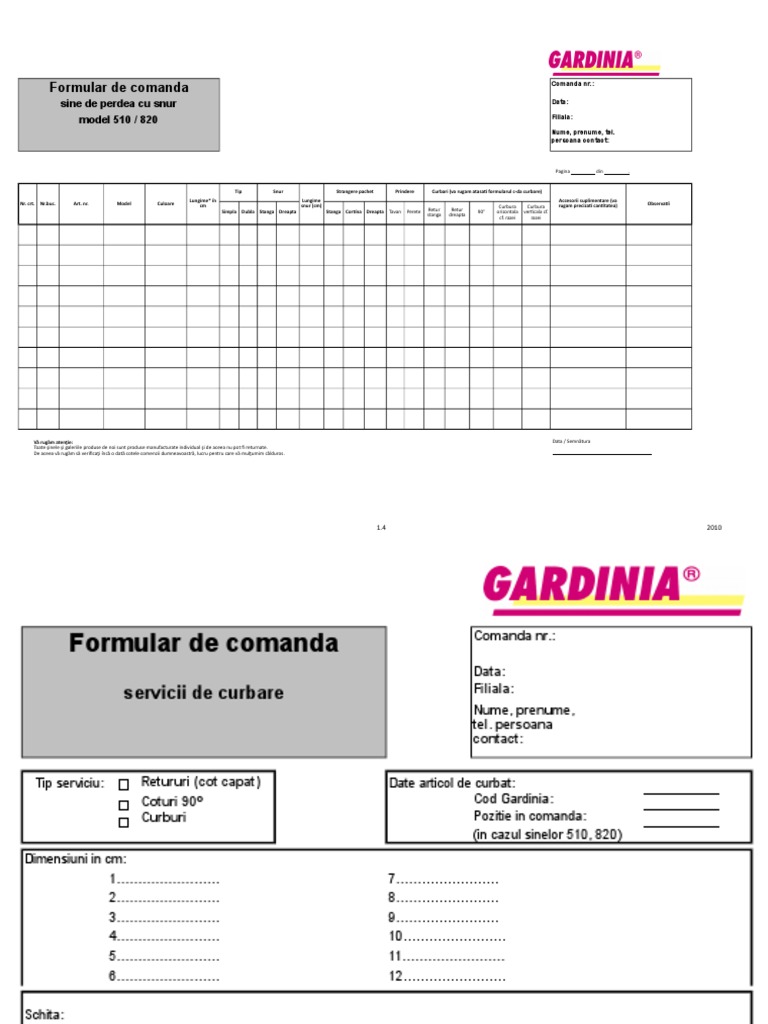 Formular Comanda Sine Perdea ALUGARD | PDF