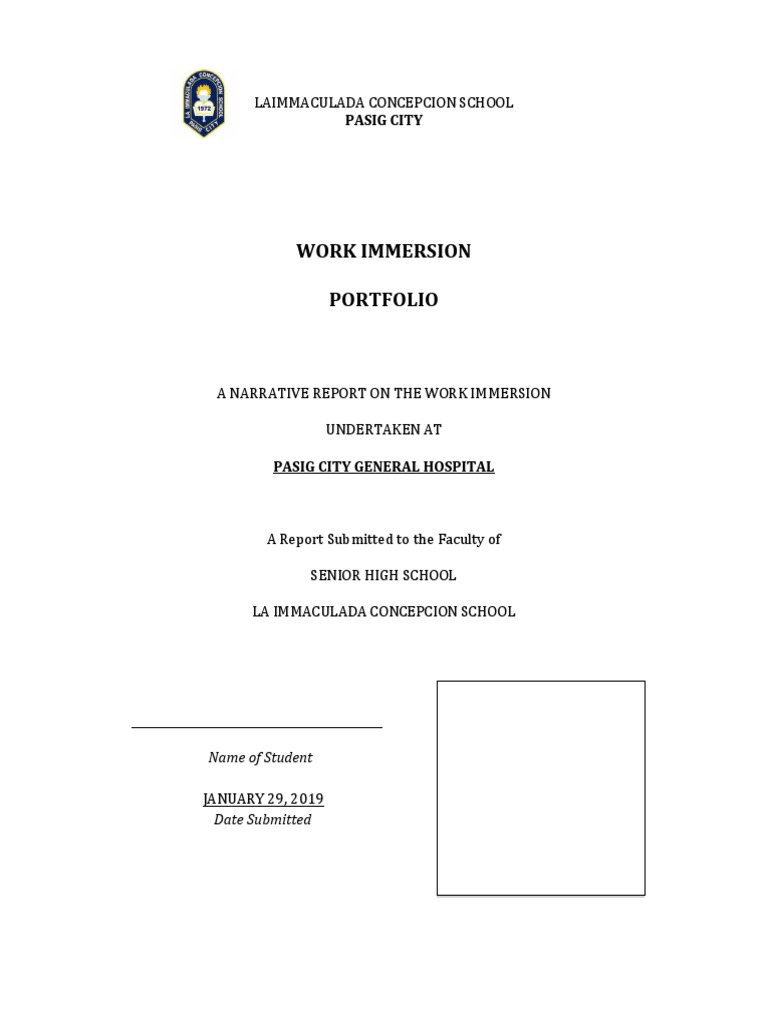 Work Immersion Portfolio at PCGH | PDF | Career & Growth | Self-Improvement