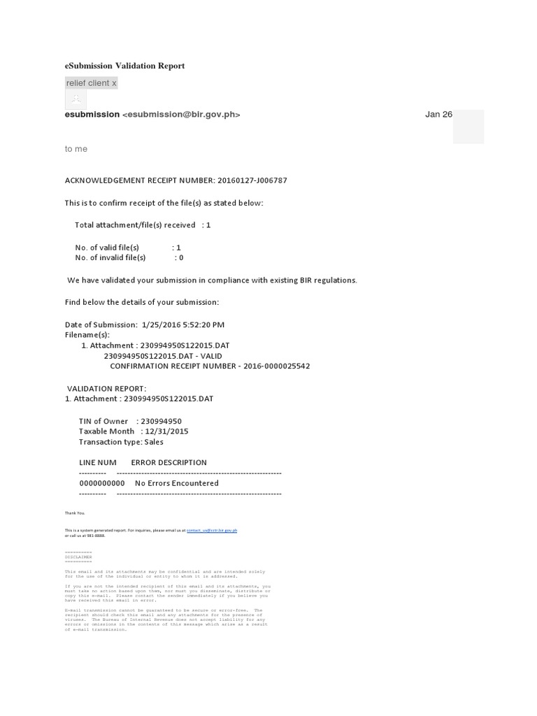 eSubmission Validation Report Summary | PDF
