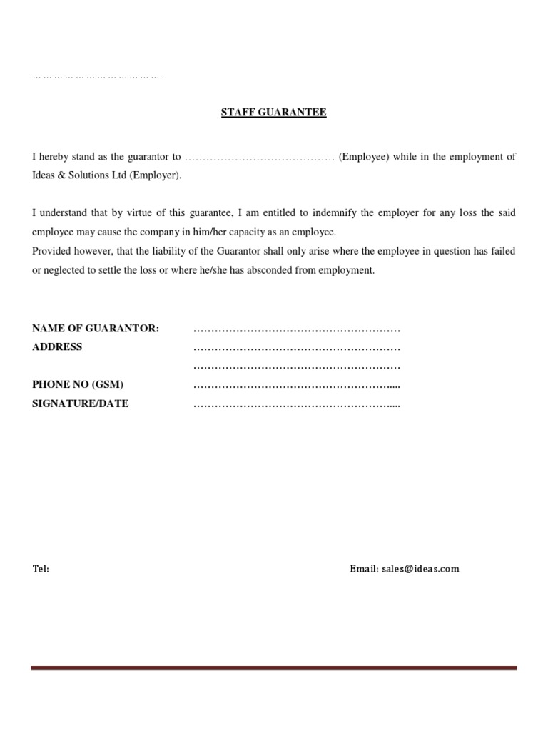 Employment Guarantor Form Template | PDF | Business | Games & Activities