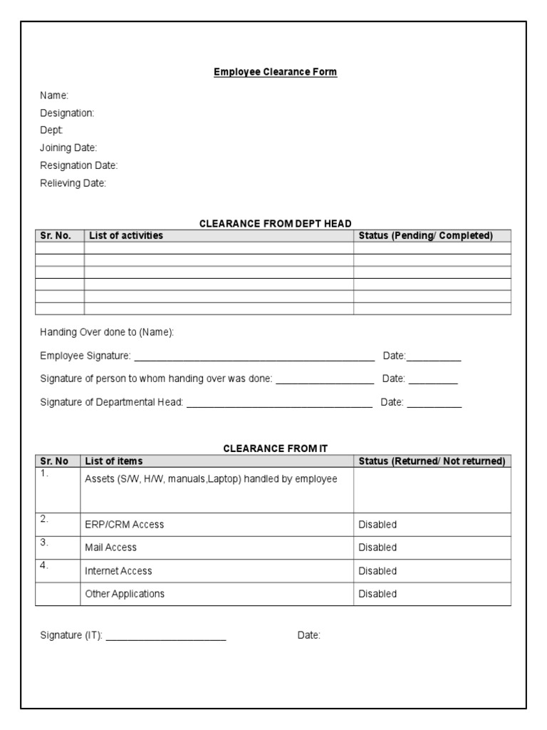 Employee Clearance Form | PDF