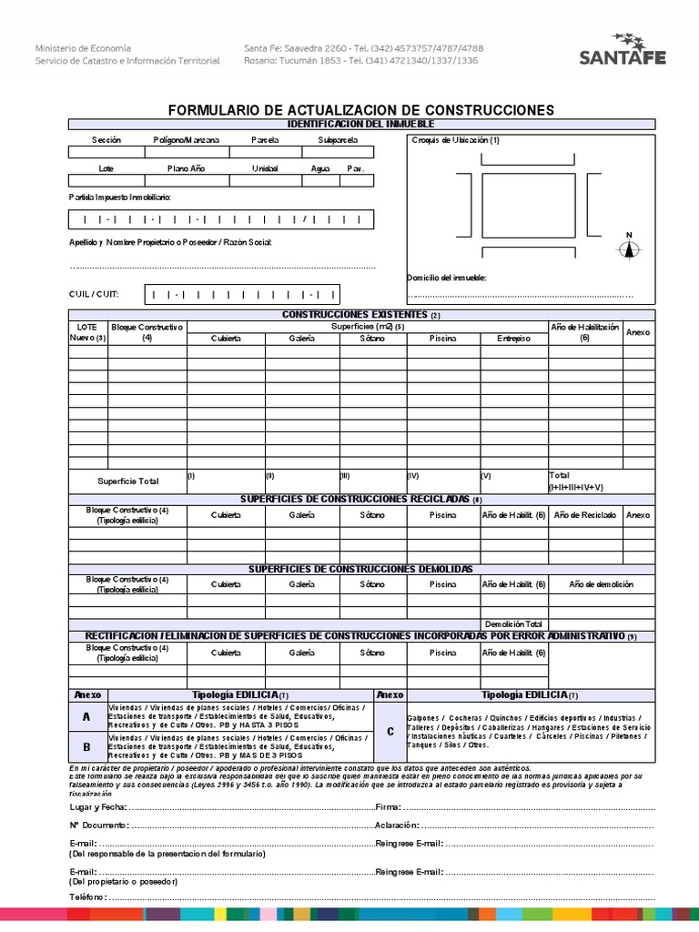 Formulario de Actualizaci N de Construcciones Provincial Formulario 25 | PDF