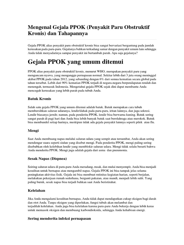 Mengenal Gejala PPOK | PDF