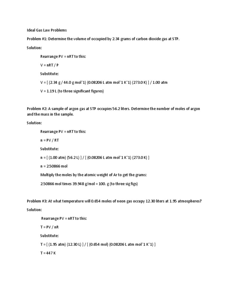Ideal Gas Problems | PDF