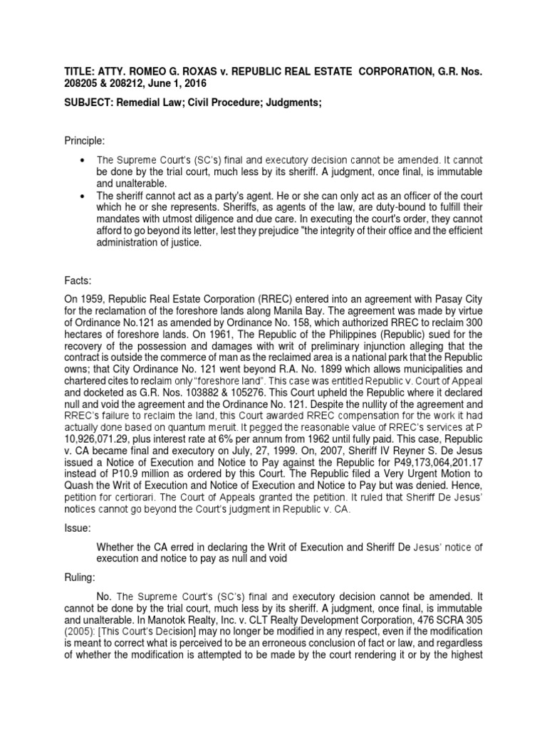 ATTY. ROMEO G. ROXAS v. REPUBLIC REAL ESTATE CORPORATION | PDF