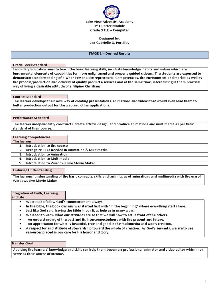 1st Quarter - Animation | PDF