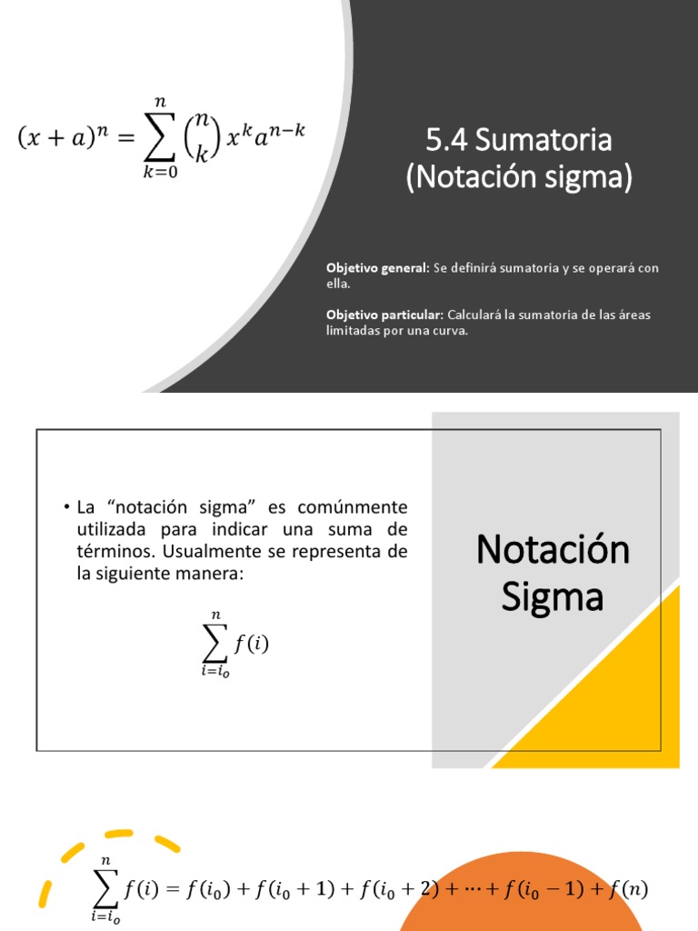 5.4 Sumatoria, Notación Sigma | PDF