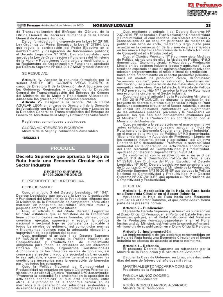 Decreto Supremo #003-2020-Produce | PDF