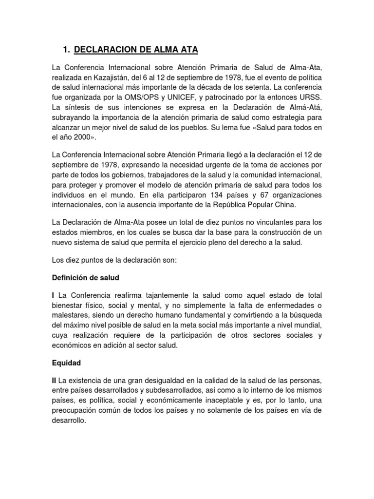 Declaracion de Alma Ata | PDF