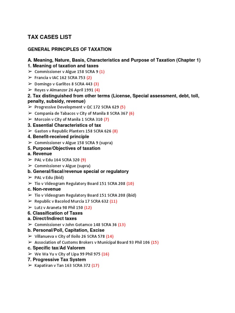 Tax Cases List | PDF