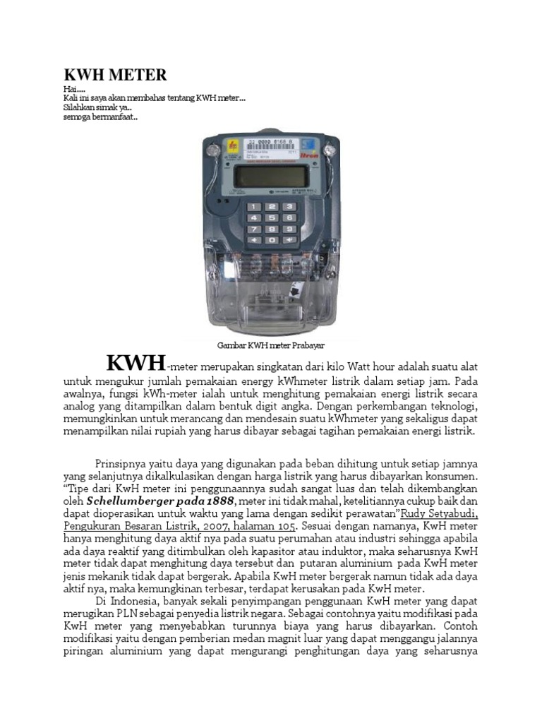 KWH Meter: Fungsi dan Cara Hitung Biaya | PDF
