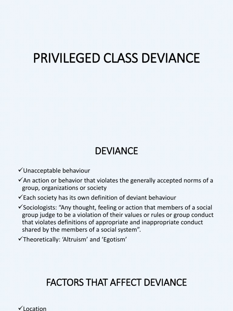 Privileged Class Deviance | PDF