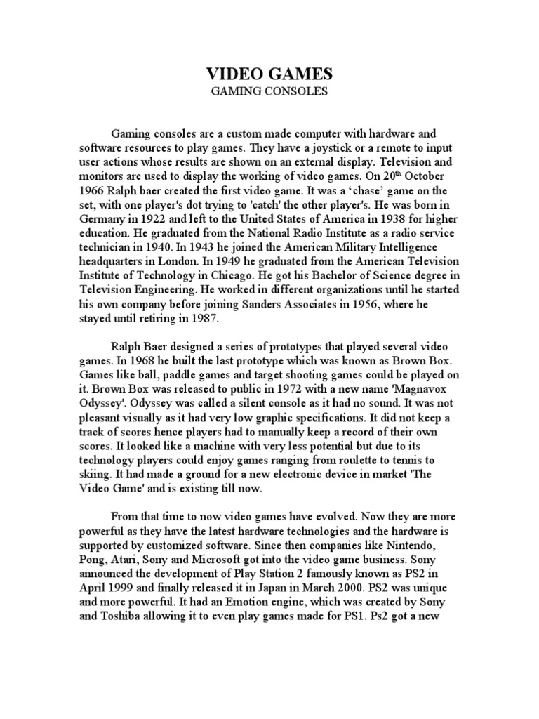 Video Games Assignment | PDF | Video Games | Play Station 3