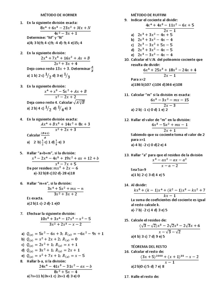 Division Algebraica I y II | PDF