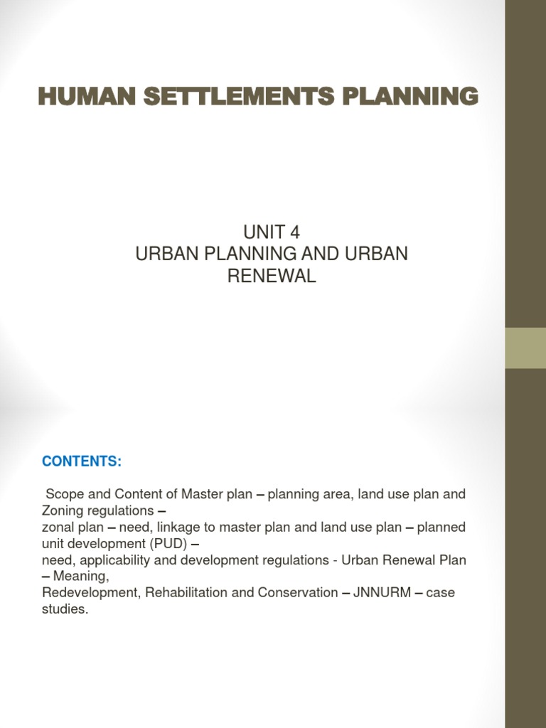 UNIT 4-URBAN PLANNING & URBAN RENEWAL-Master Plan, Zoning, PUD | PDF