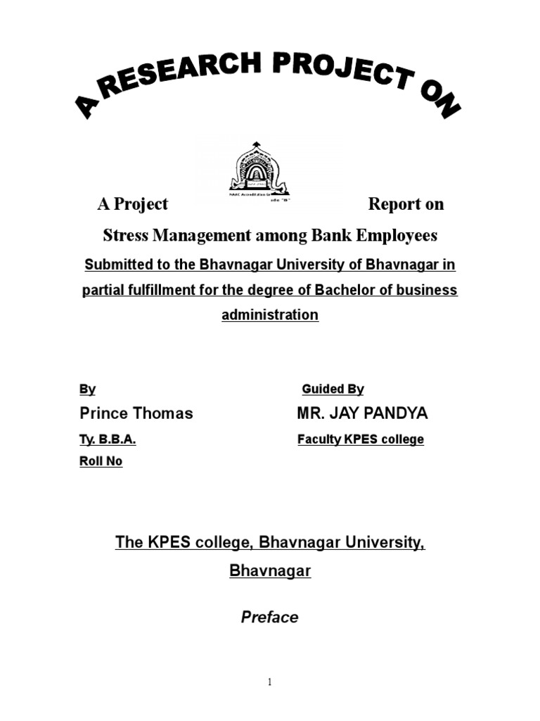 Project Report On Stress Management | PDF