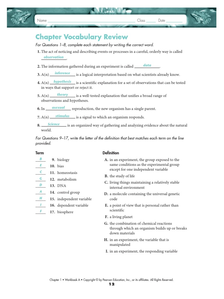 Vocabulary Answer Key | PDF