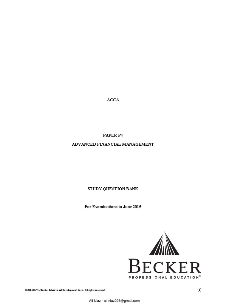Advanced Financial Management P4 - SQB PDF | PDF