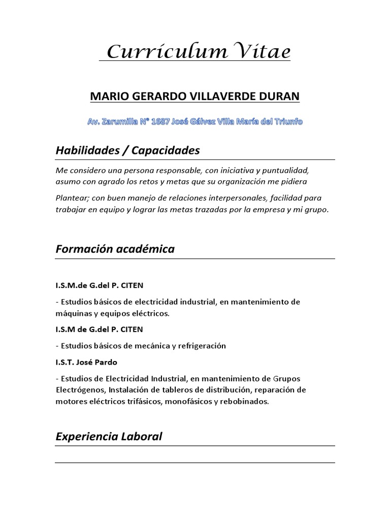 CV Mario Villaverde - 1 | PDF