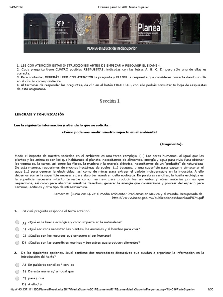Examen para Planea Media Superior | PDF
