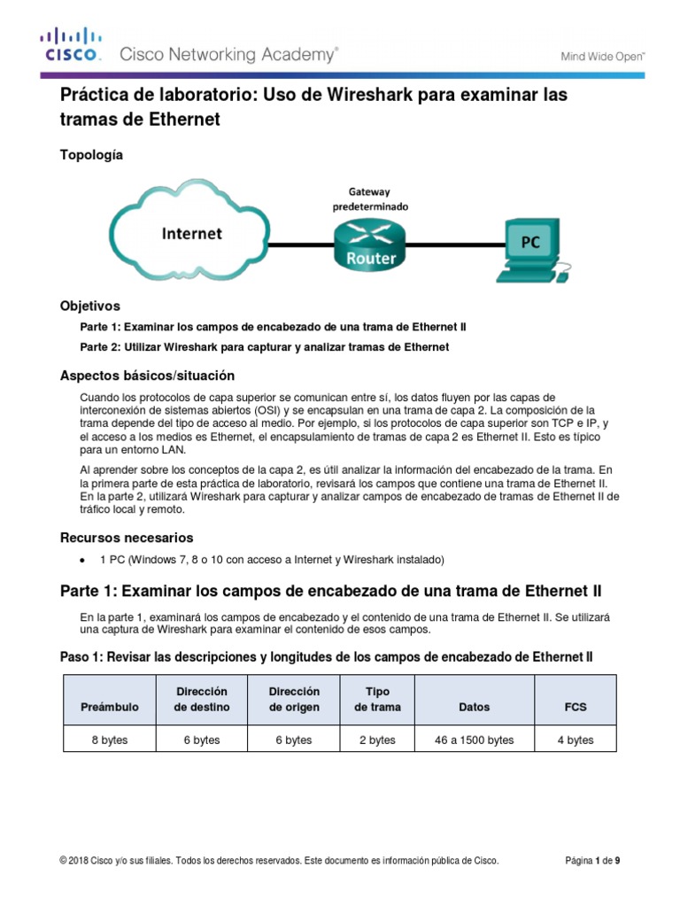 5.1.1.7 Lab - Using Wireshark To Examine Ethernet Frames | PDF