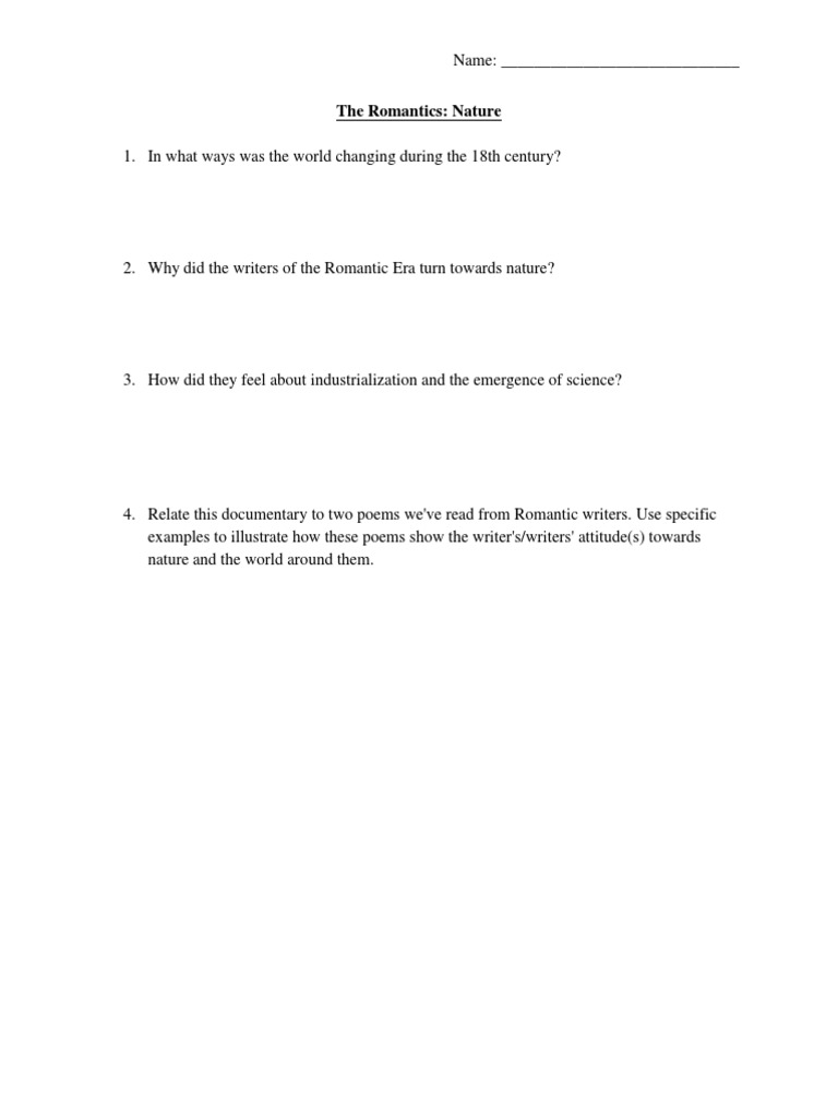 The Romantics - Nature Documentary | PDF