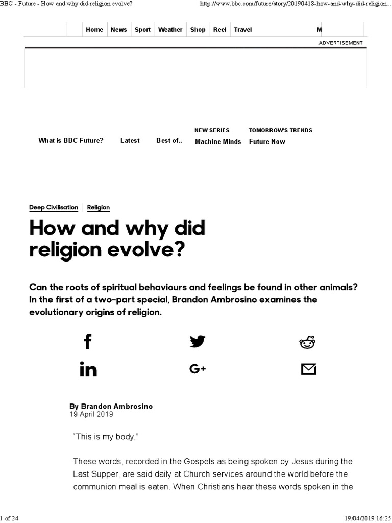 BBC - Future - How and Why Did Religion Evolve | PDF